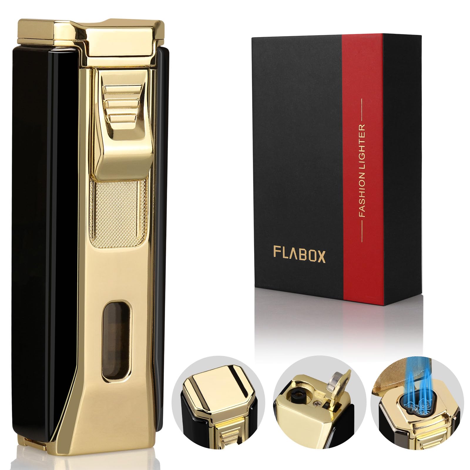 Amazon.com: FLABOX Triple Jet Flame Torch Lighter with Punch and Holder ...