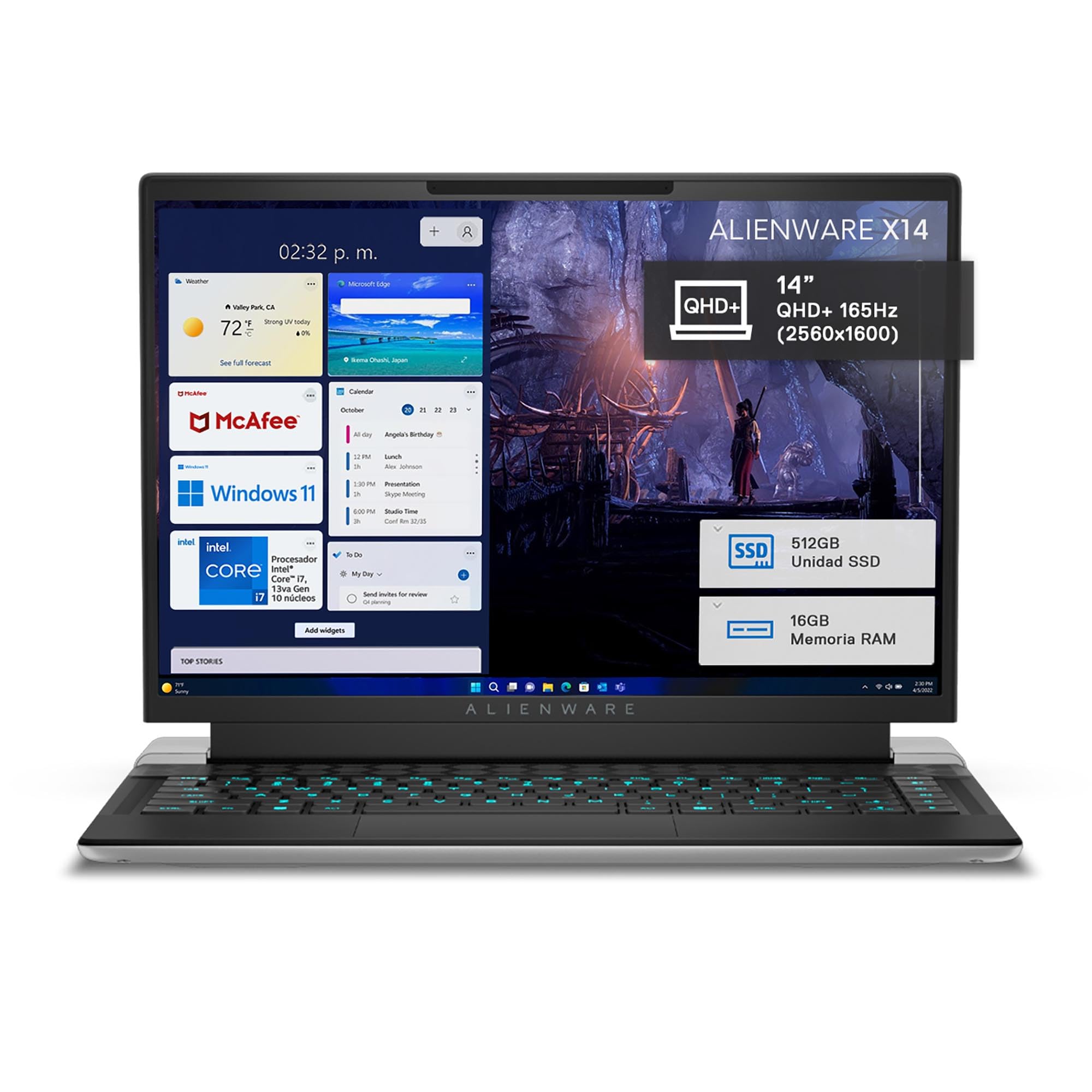 Dell Alienware Laptop 14'' QHD+ NVIDIA® GeForce RTX™ 4050 Intel Ci7 10 ...