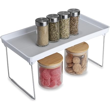 Amazon.com: Smart Design Premium Cabinet Storage Shelf Rack - Small ...