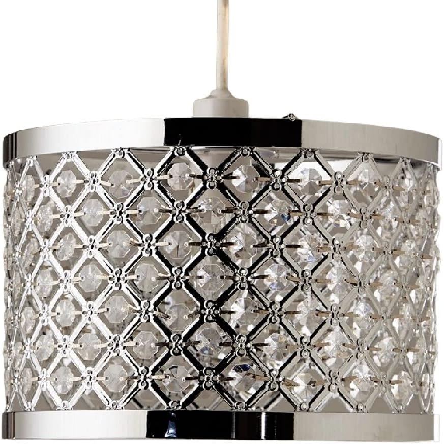 Britalia Polished Chrome & Acrylic Jewels Modern Easy Fit Round Drum ...