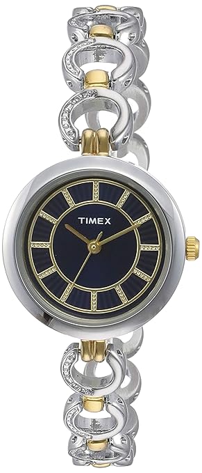 TIMEX Classics Analog Watch for Women with Blue Round Dial & Two Tone ...