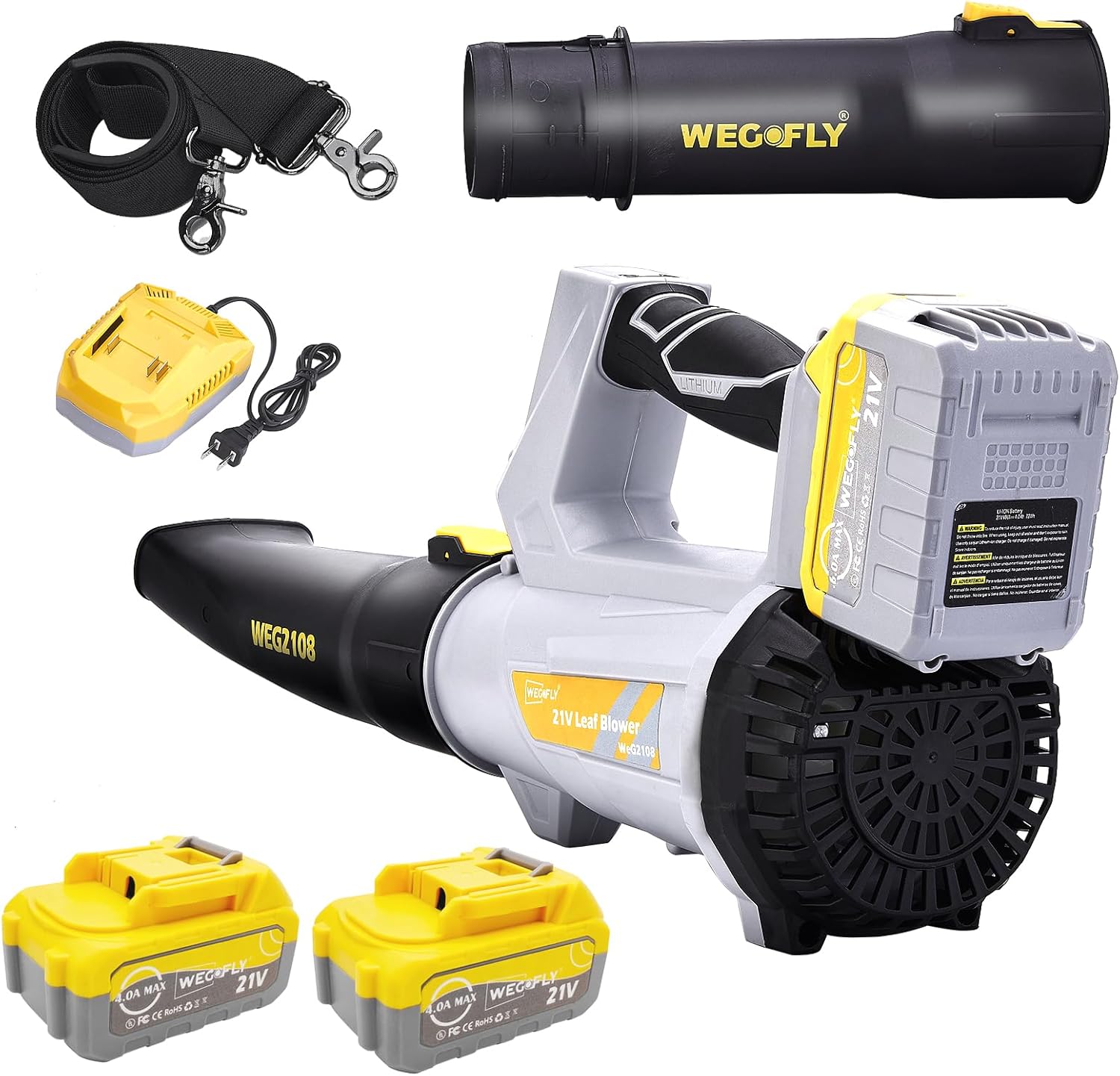 Amazon.com: WeGofly Cordless Leaf Blower, 2 x 21V 4.0Ah Battery and ...