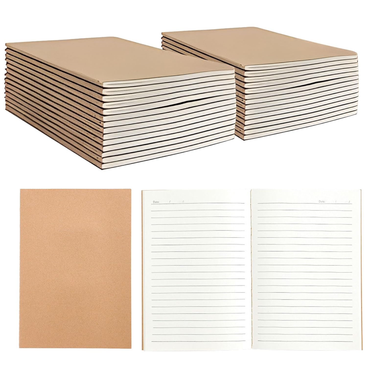 30 PCS Kraft Notebook,Kraft Paper Lined Notebooks,Travel Journal Books ...