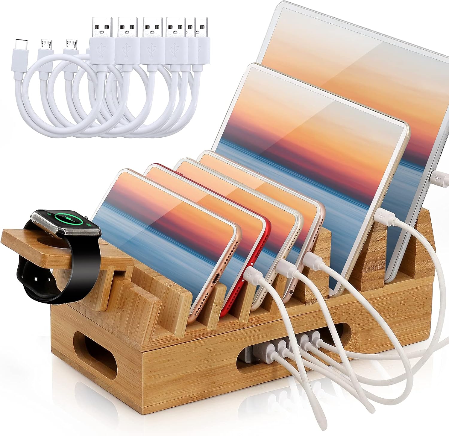 Amazon.com: BEEBO BEABO Bamboo Charging Station for Multiple Device ...