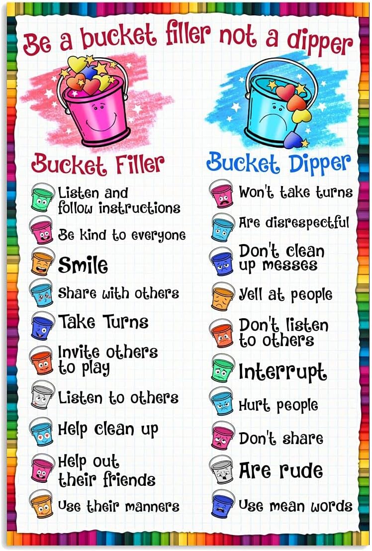 Amazon.com: Be A Bucket Filler Not A Dipper Poster/Canvas - Art Picture ...