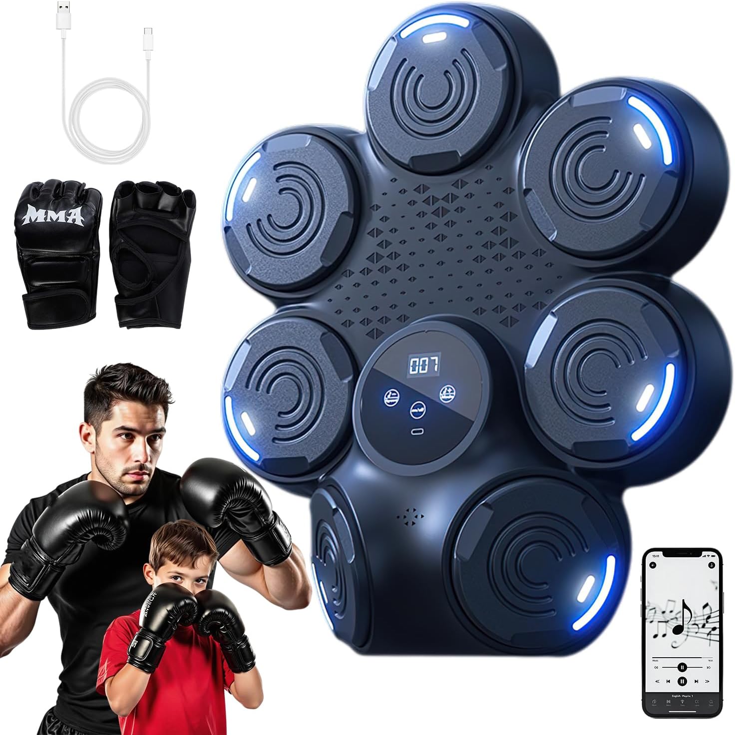 Music Boxing Machine,Smart Bluetooth Boxing Machine with Boxing Gloves ...