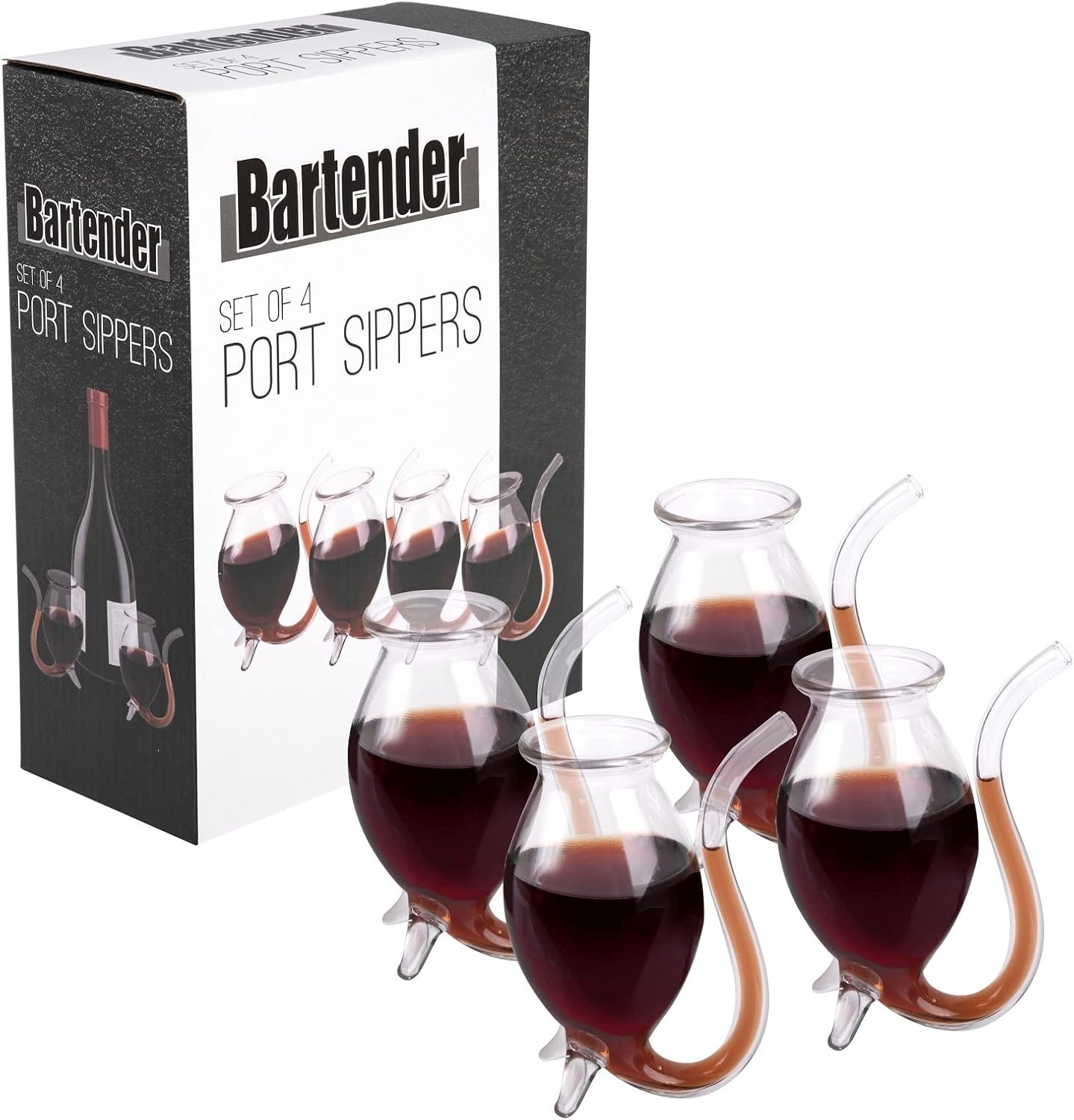 Amazon.com | Port Sippers Set 4 Glass Decanter Gift Boxed White Red ...