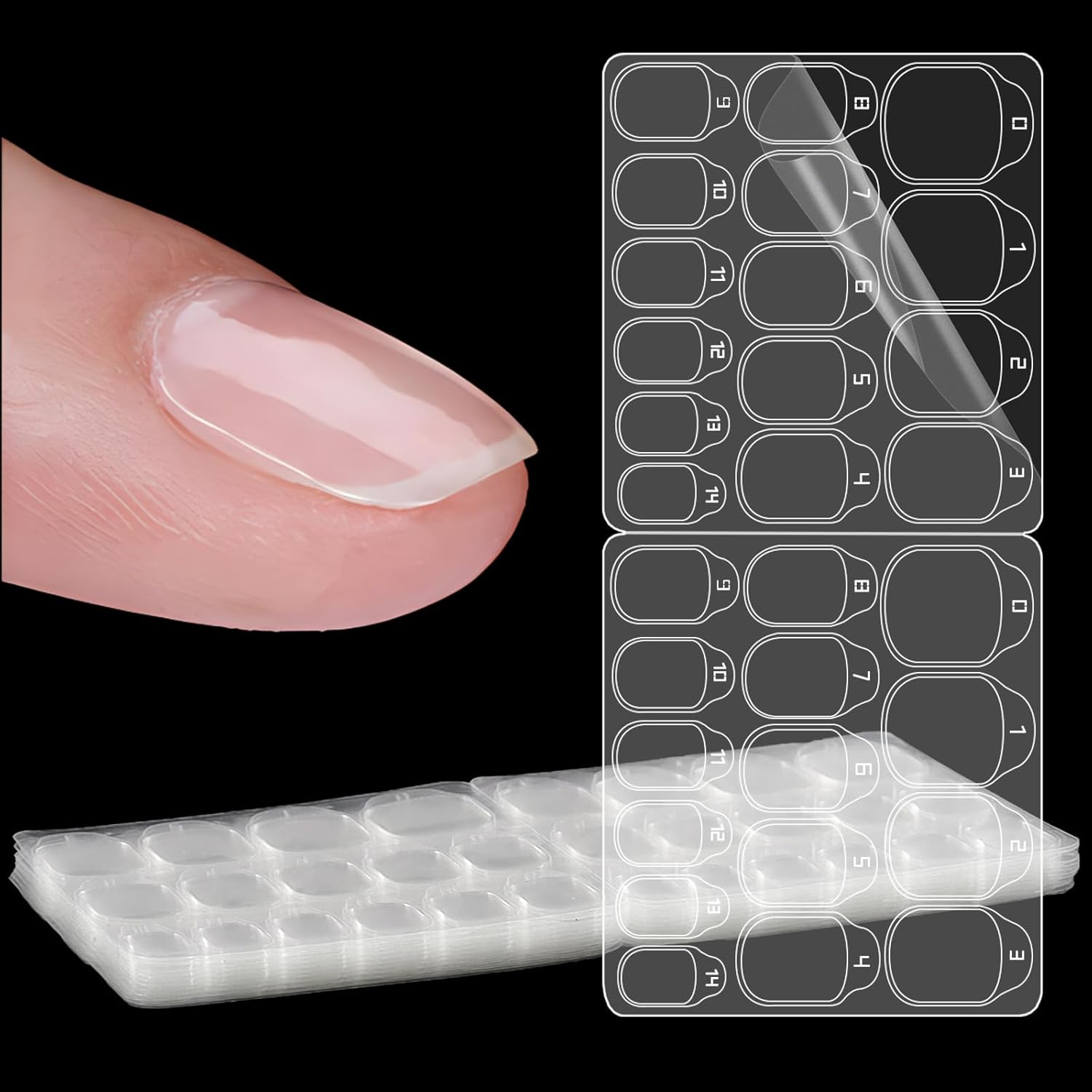 Amazon.com: Laza 10 Sheets 300 Pcs Clear Nail Adhesive Tabs 15 Sizes ...