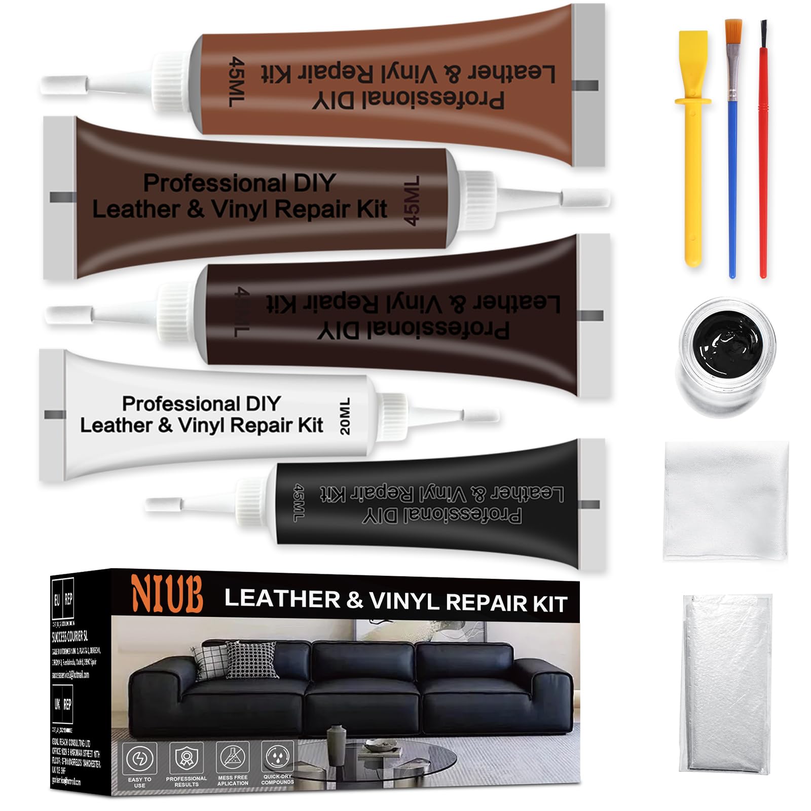 Amazon.com: NIUB Brown Leather Repair Kit - Sofa and Furniture Vinyl ...