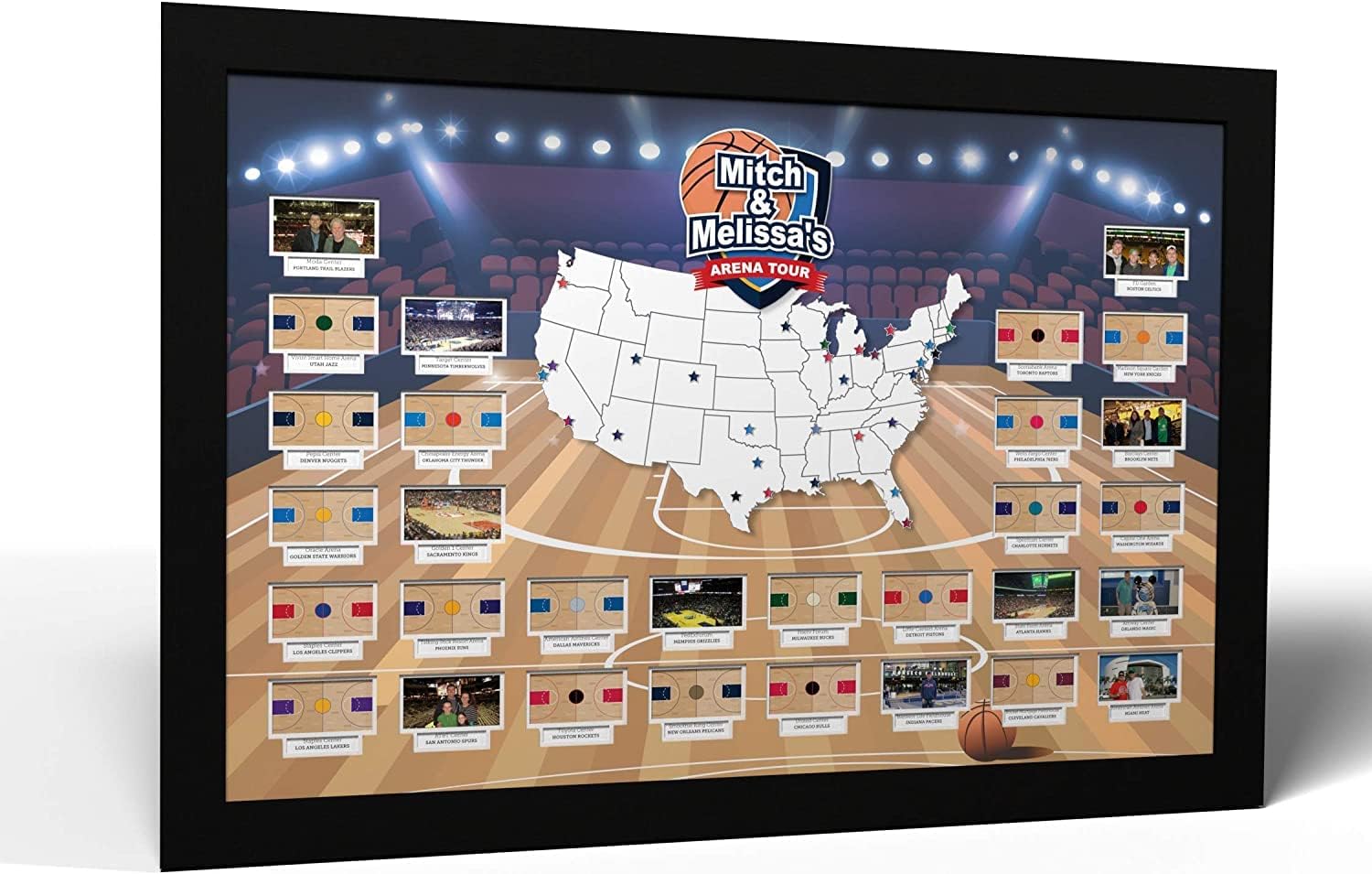 Amazon.com: Thunder Bunny Labs Personalized Basketball Arenas Photo Map ...