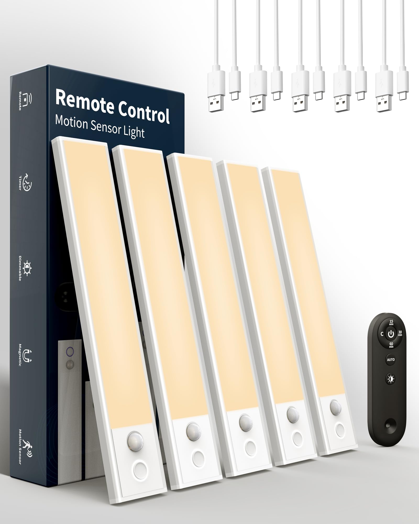 ASOKO Under Cabinet Lighting, 2.4G RF Wireless Remote Control, 1800mAh ...