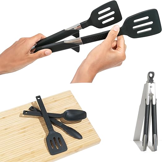 Amazon.com: GripFlip: 3-in-1 Kitchen Cooking Utensils Set with ...