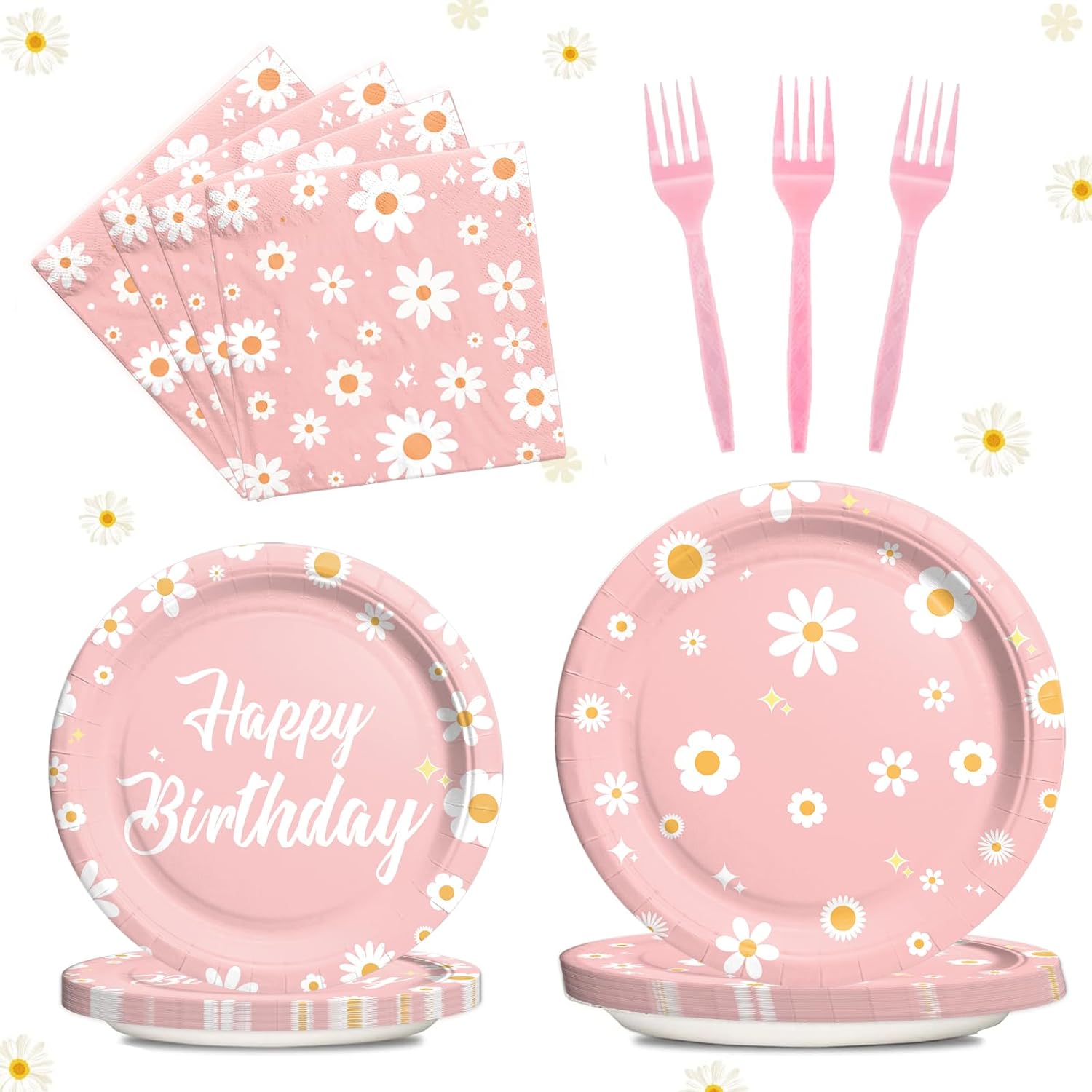 Amazon.com: Hombae Daisy Party Supplies Tableware Set, Daisy Birthday ...