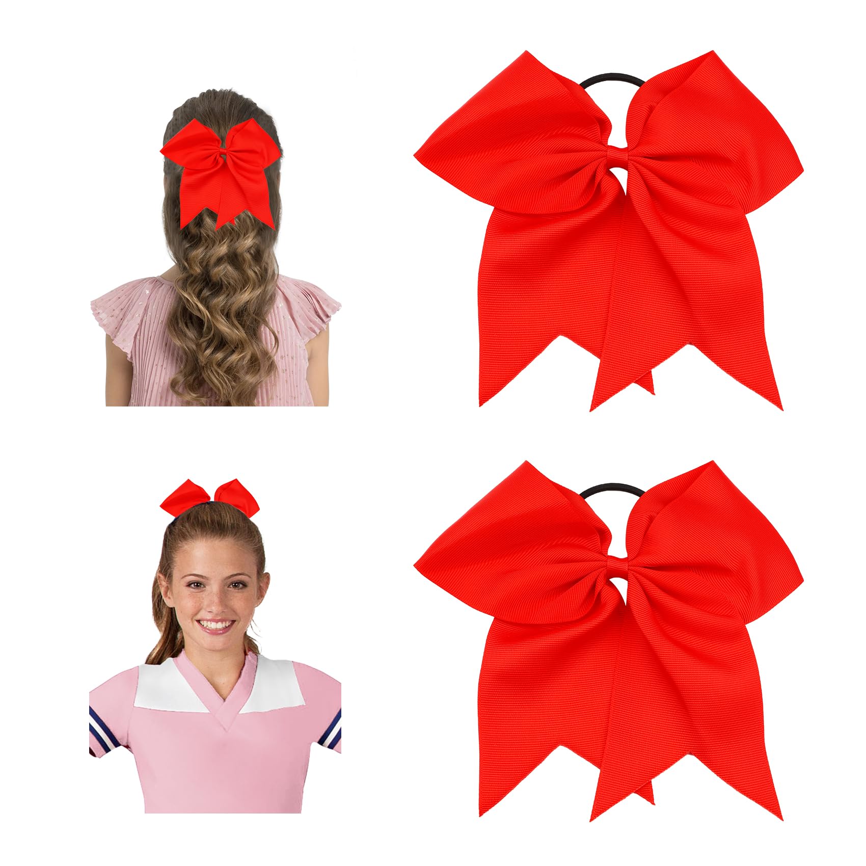 Amazon.com : WRNZL Cheer Bows, Red Hair Bow, 2 Pcs Big Red Bow ...