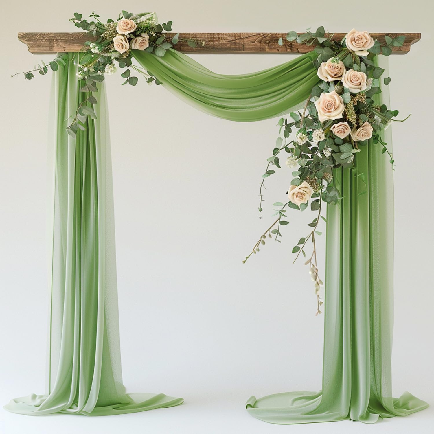 Amazon.com : Wokceer Wedding Arch Draping 28.7" x 20FT Sage Green Sheer ...