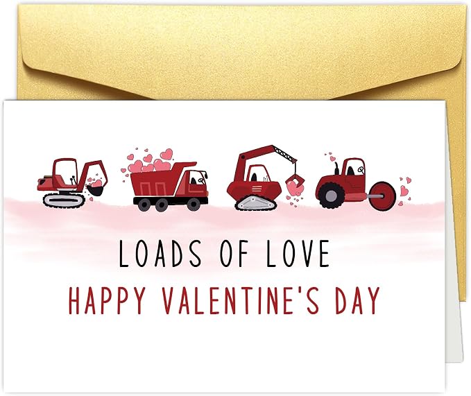 Amazon.com : Obbyidk Funny Tractor Valentine's Day Card for Kid Child ...