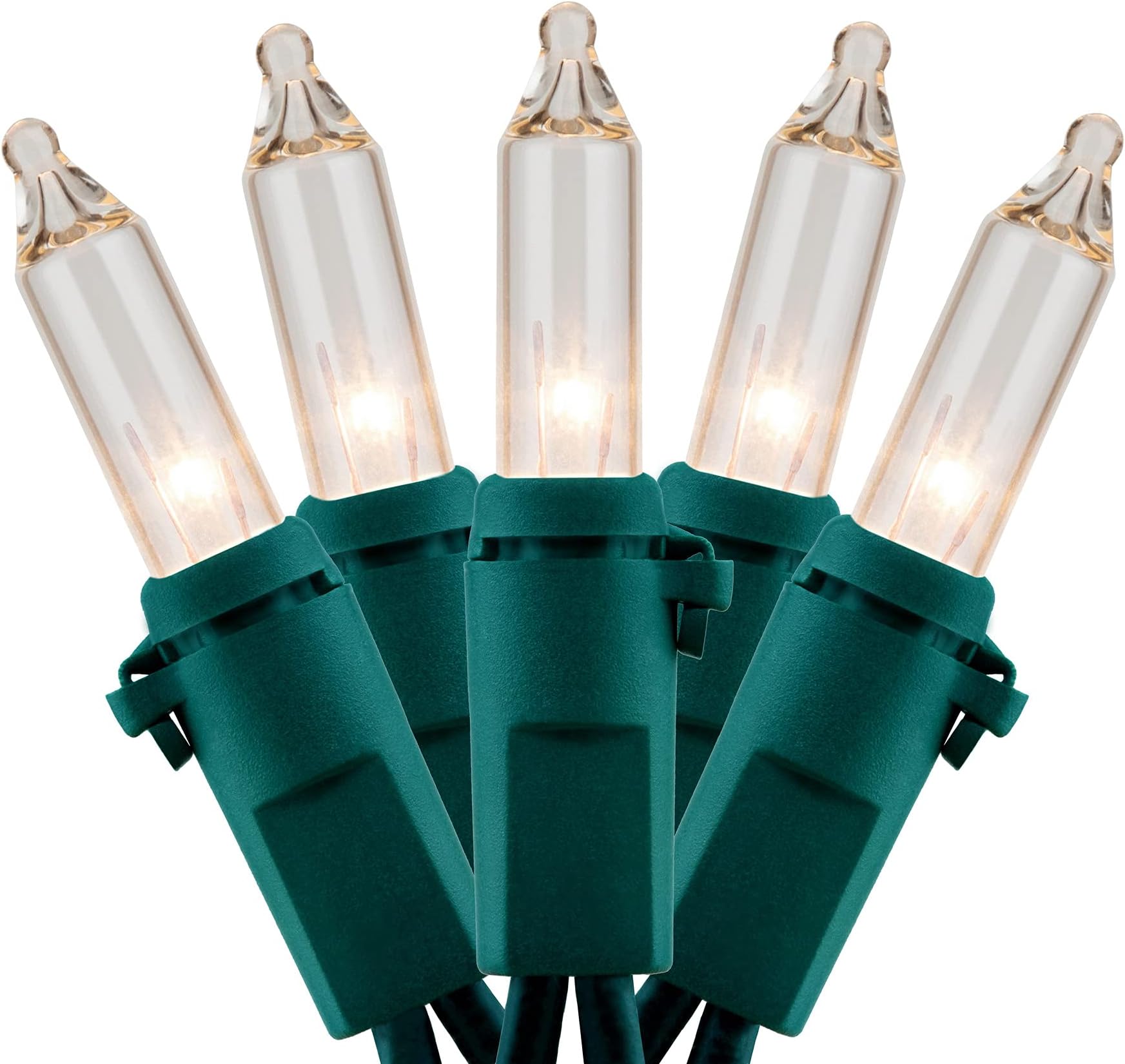 YULETIME 200 Clear Christmas Lights, Pack of 2 Sets 33 Feet 100 Count ...