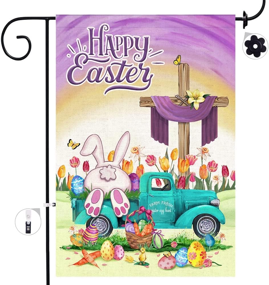 Amazon.com: Easter Garden Flag, Happy Easter Flags 12x18 Double Sided ...