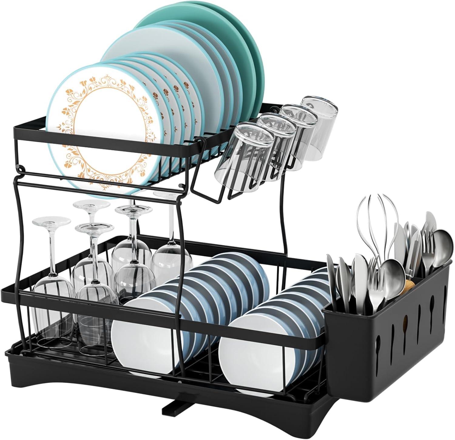 Tesmien 2 Tier Dish Drainer Rack, Large Stainless Steel Dish Rack ...