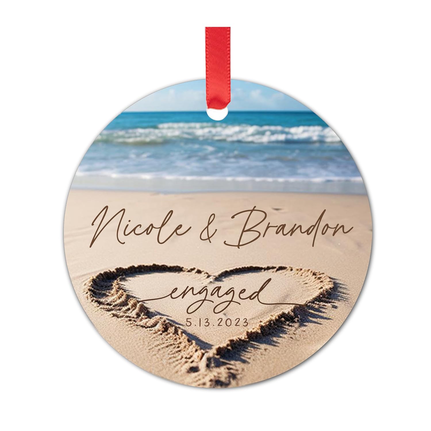 Amazon.com: Personalized Beach Engagement Ornament 2023 - Engagement ...