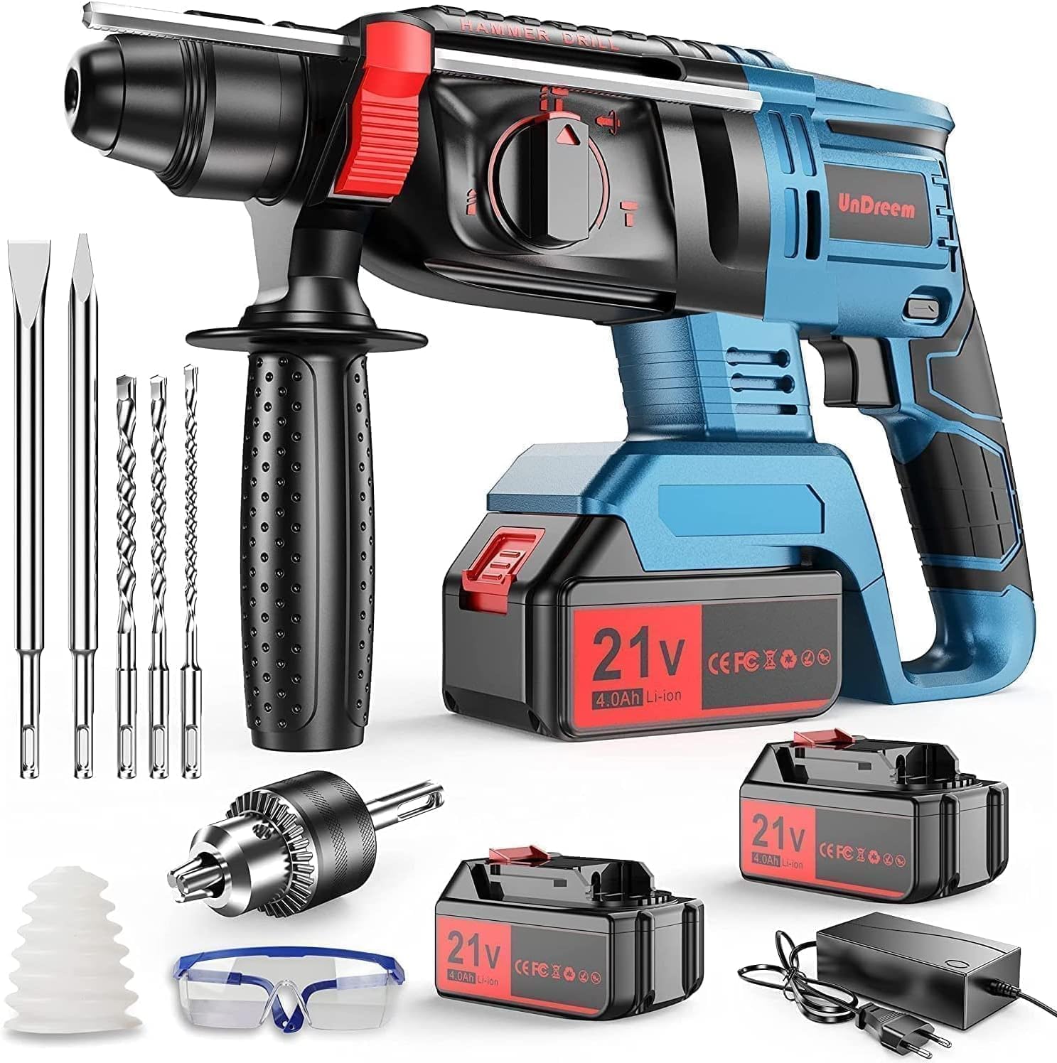 Battery Drill, Demolition Hammer, Battery Drill, 4 in 1 Function, SDS ...