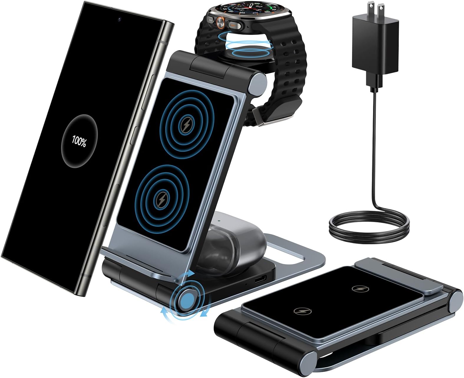 Bolvunes Wireless Charger for Samsung, 3in1 Foldable Wireless Charging ...
