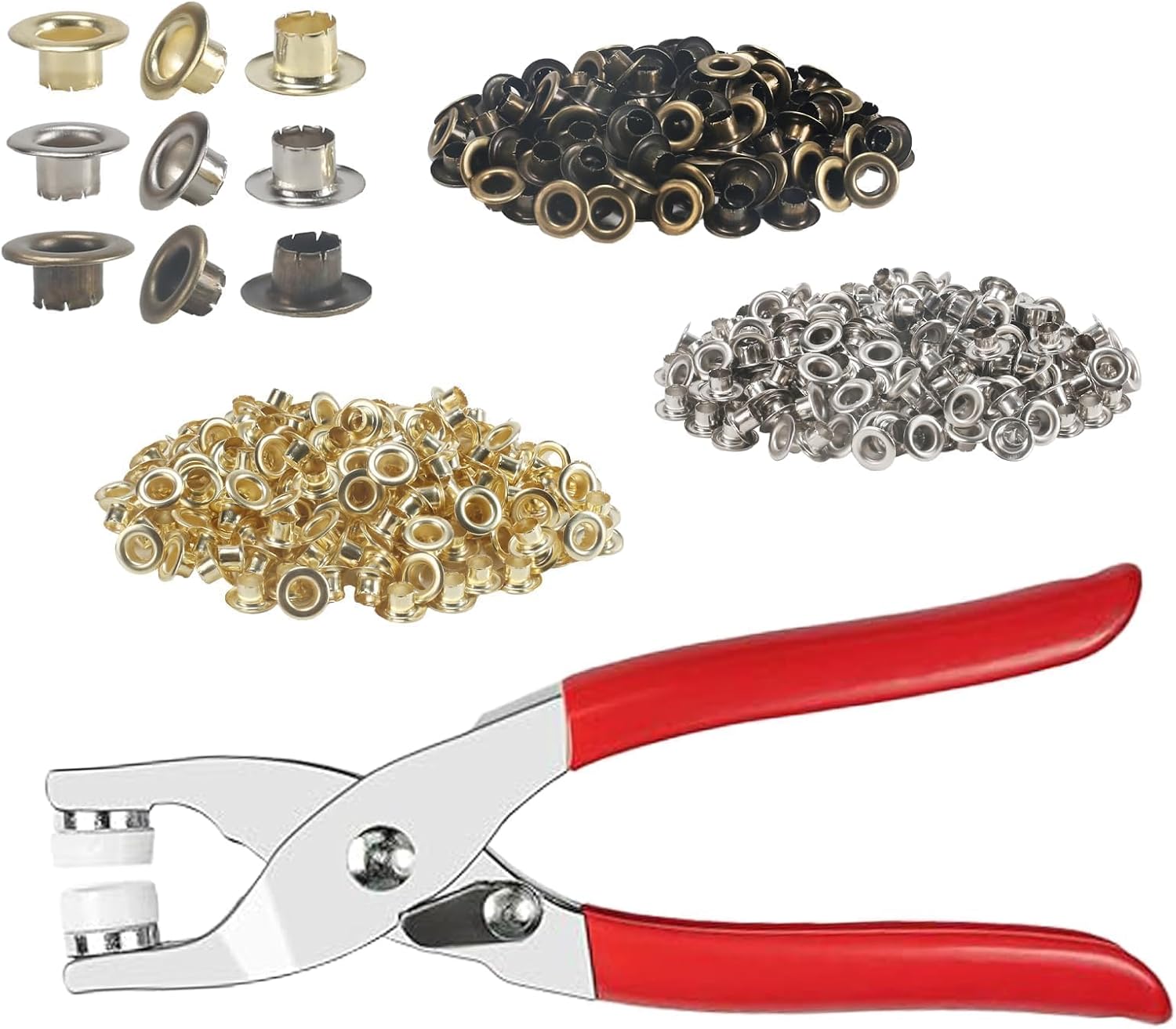HO2NLE 300 PCS Eyelet Punch Kit, 1/4 Inch (6mm) Metal Eyelets and Punch ...