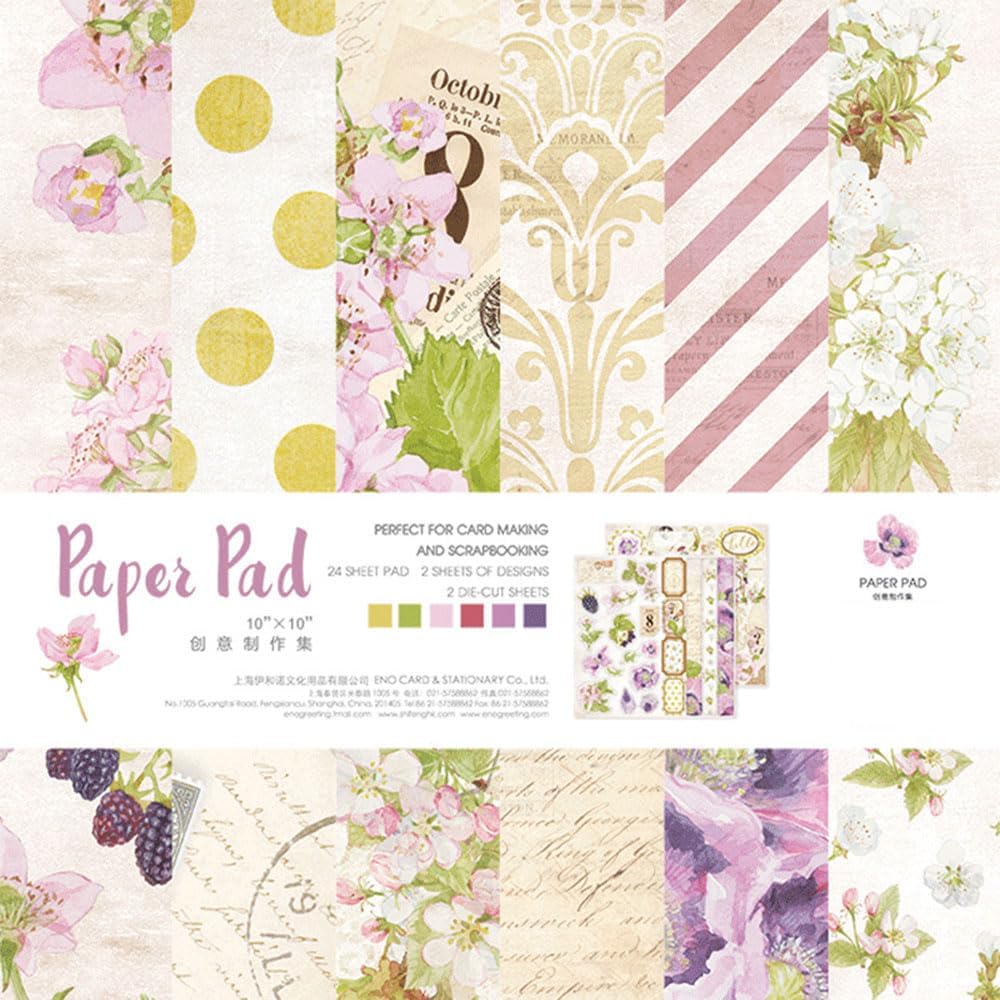 Amazon.com : AEBORN Floral Scrapbook Paper Pad - 12"×12” Blue Flowers ...