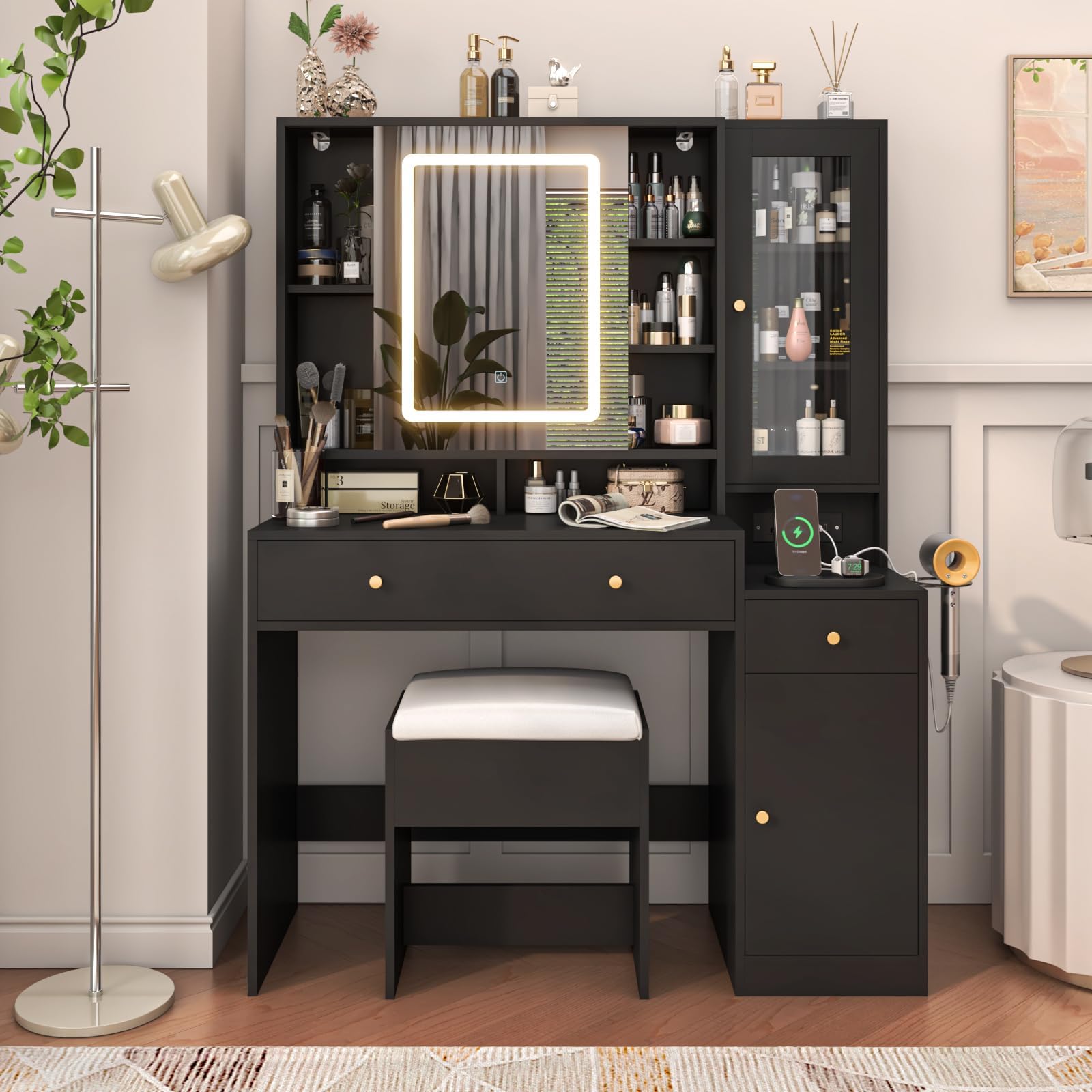 Amazon.com: Tiptiper Large Makeup Vanity with Lights, Vanity Desk with ...