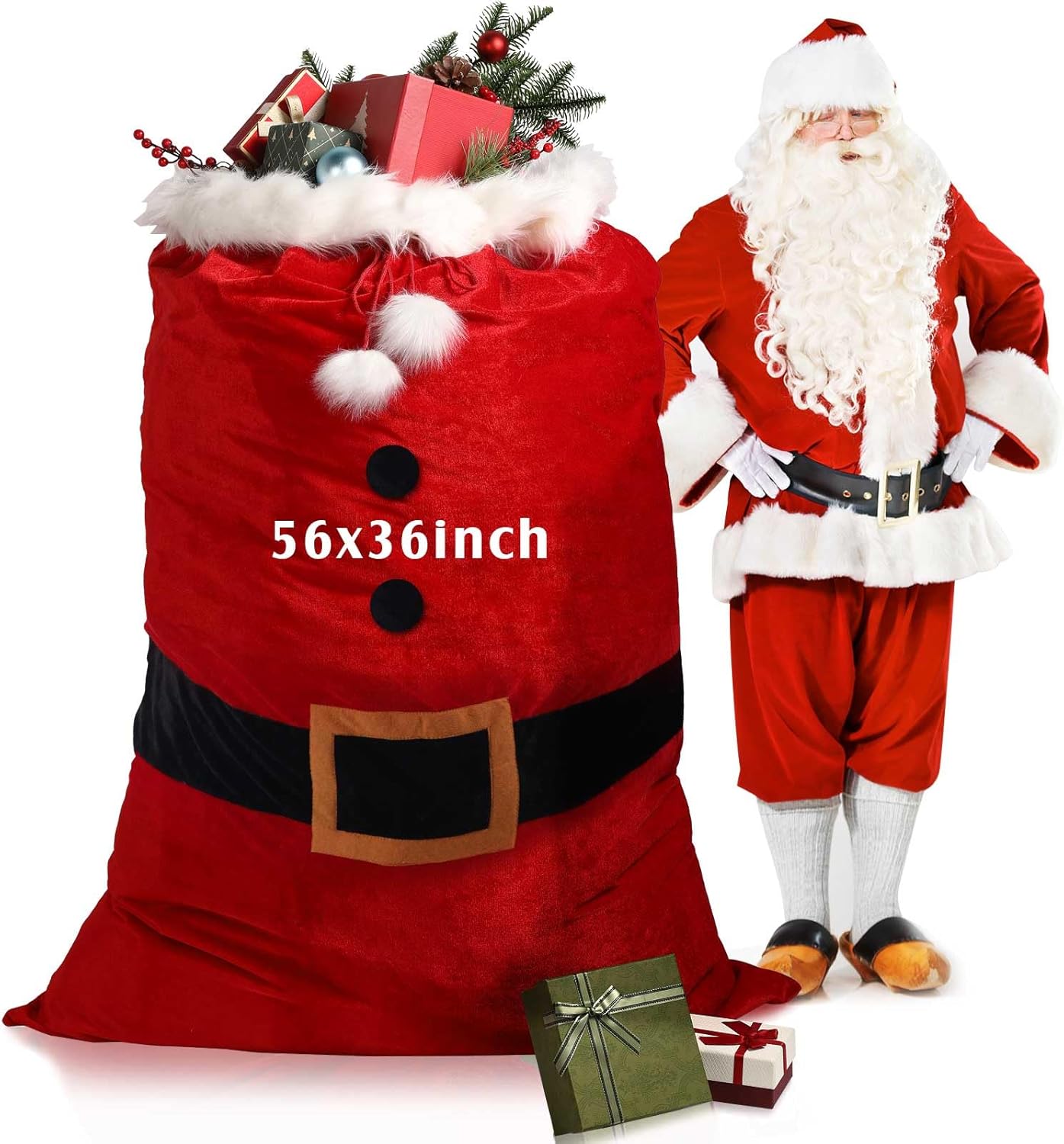 Amazon.com: Treela Extra Large Santa Gift Bag 56 x 36 Inches Jumbo ...