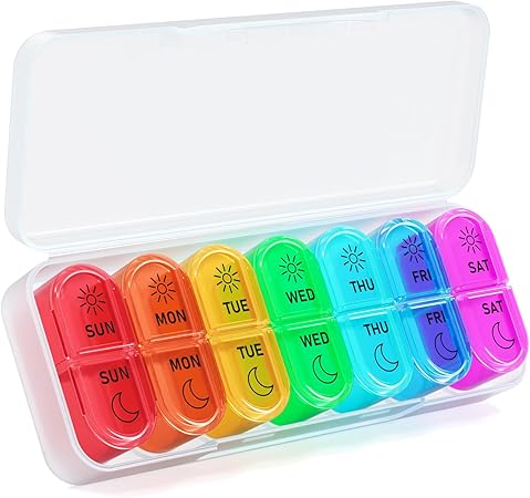 Amazon.com: Weekly Pill Organizer 2 Times a Day - AM PM Pill Organizer ...