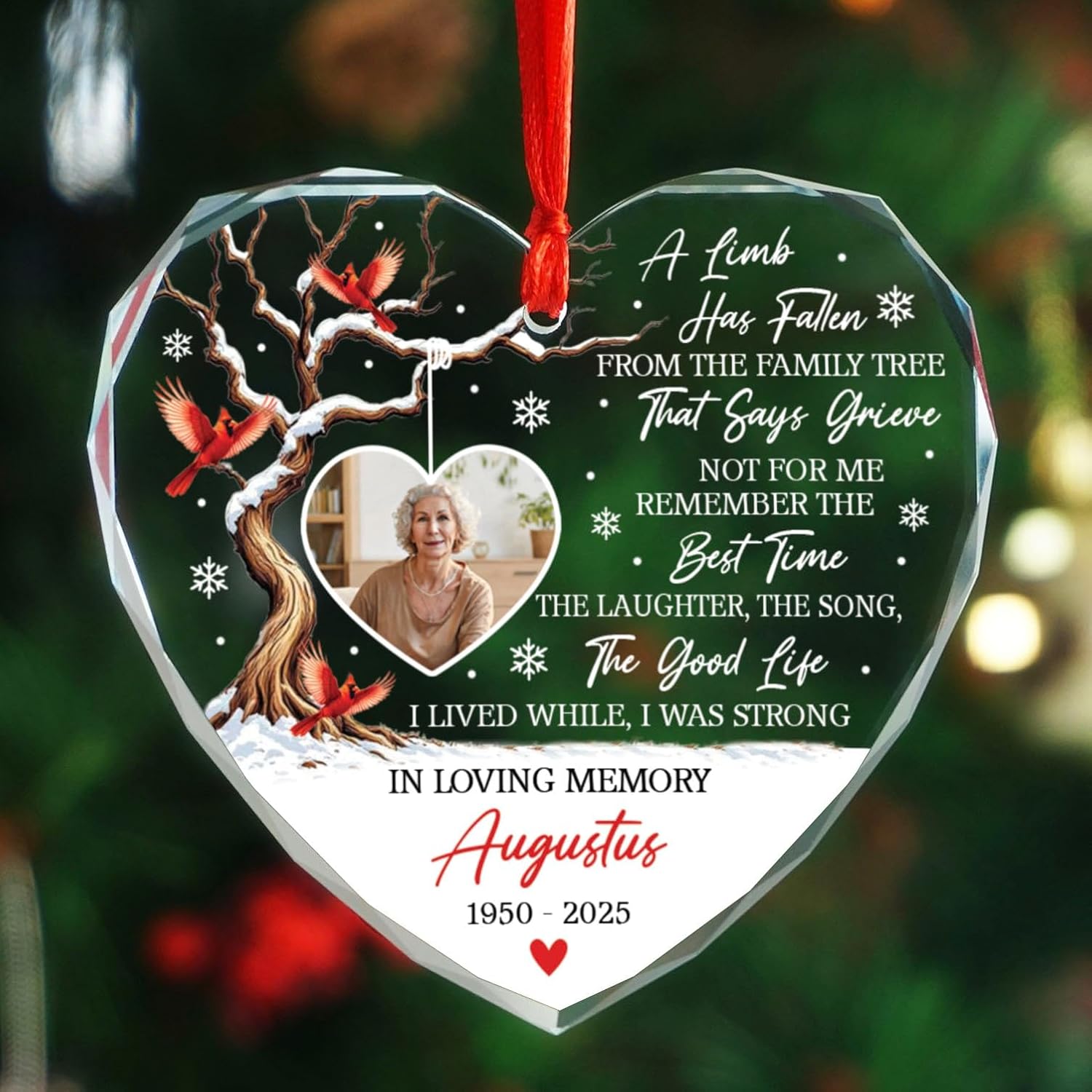 Amazon.com: Personalized Photo in Loving Memory Glass Ornament ...