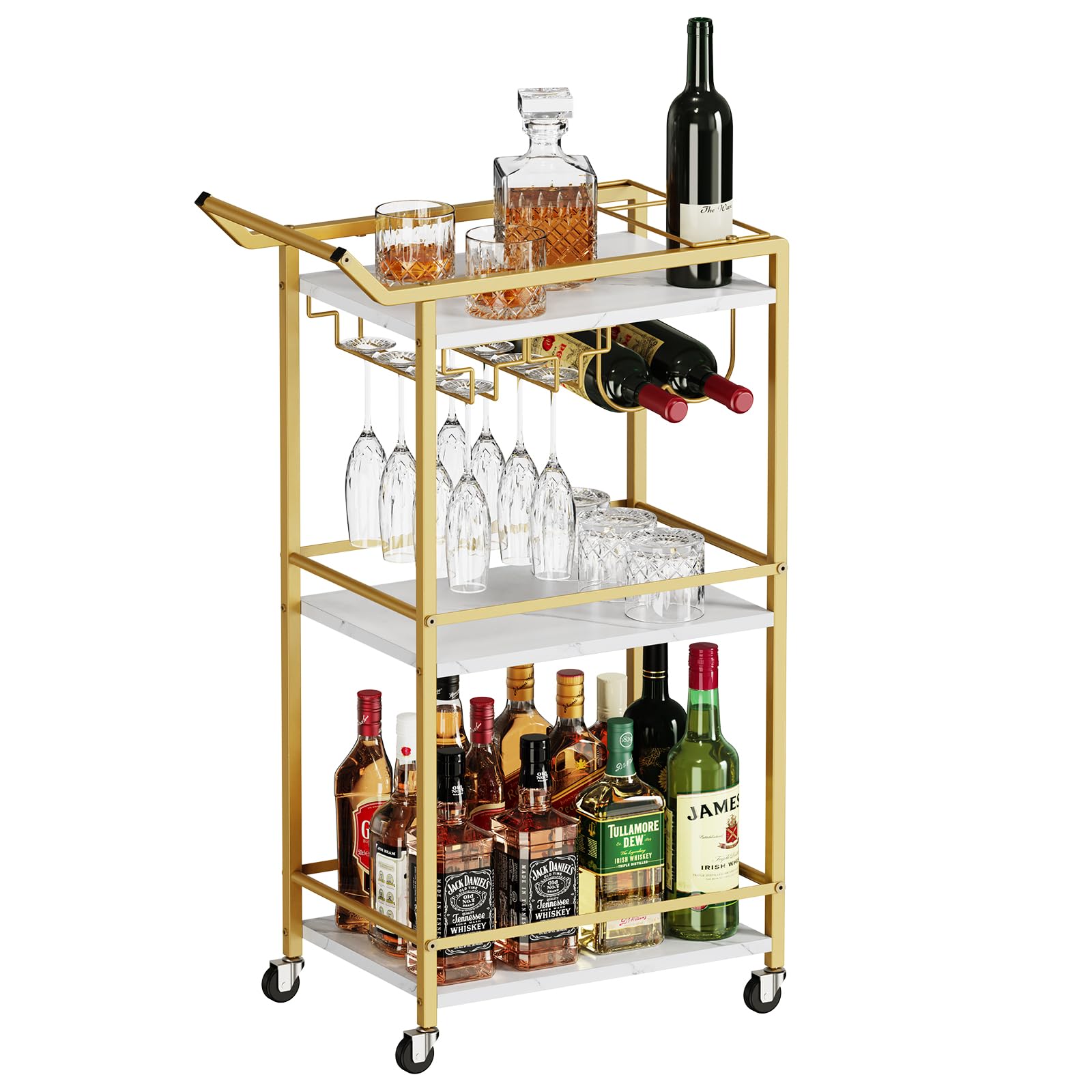 Amazon.com - LOTEYIKE 3 Tier Bar Cart, Mini Liquor Utility Cart for ...