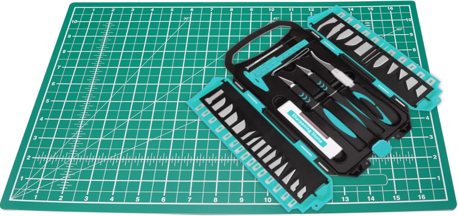 Amazon.com: MANUFORE 34pcs Blue Large Exacto Knife Set and A3 Cutting ...