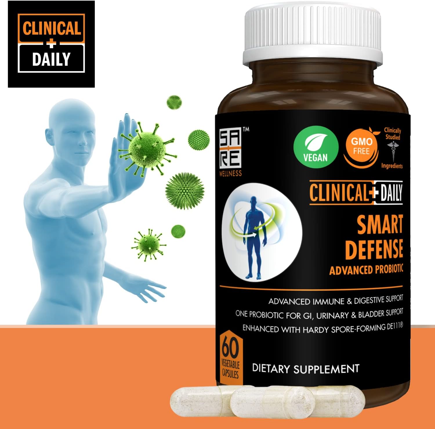 CLINICAL DAILY Smart Defense Mega Spore Probiotic Bacillus Subtilis ...