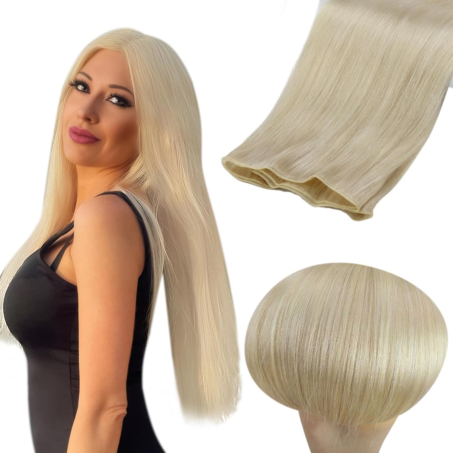 Amazon.com : Full Shine Genius Weft Hair Extensions Hand Tied Weft ...