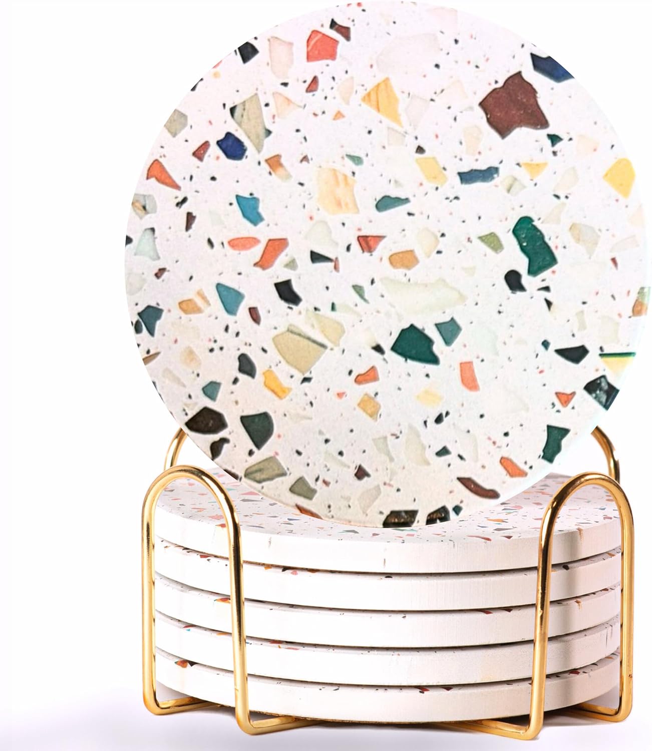 Amazon.com: Terrazzo Absorbent Coasters with Holder Set of 6, Coasters ...