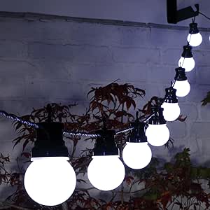 NOMA Traditional Festoon Lights with Black Cable, 20 White Bulbs ...