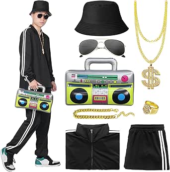 Amazon.com: Fanskaty 80s Costume Retro Tracksuit 90s Hip Hop Costumes ...