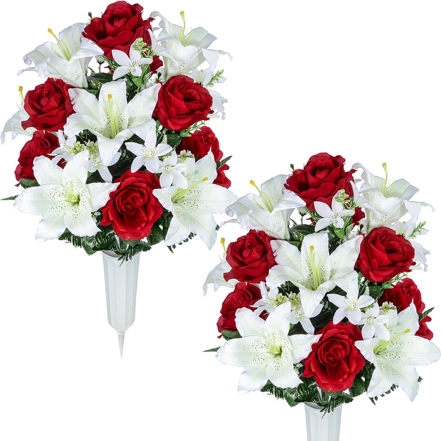 Artificial Cemetery Flower for Graves, Set of 2 Cemetery Memorial ...