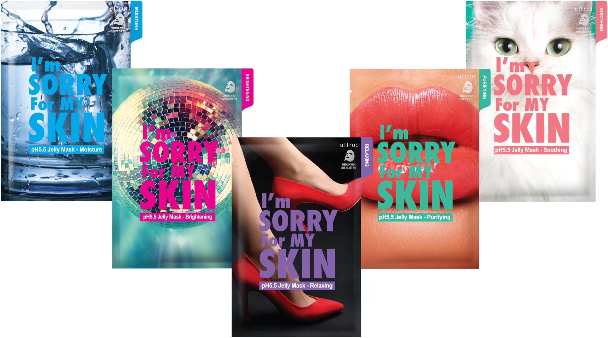 Amazon.com : I'M SORRY FOR MY SKIN Jelly Mask Full Set for Skin Stress ...