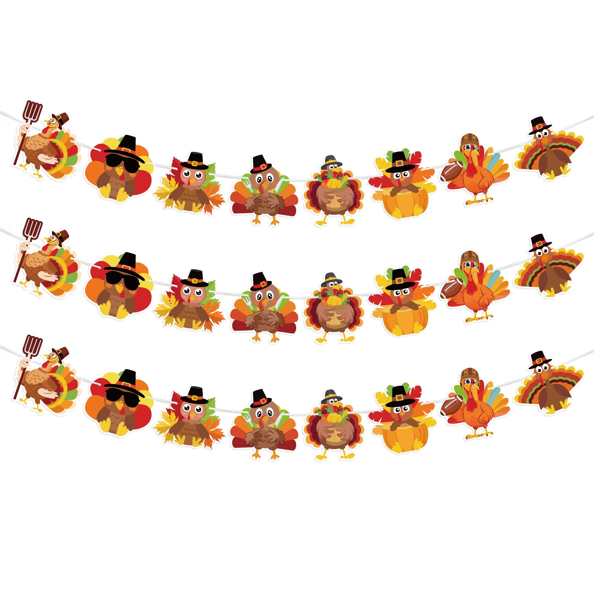 Amazon.com: 3 Packs Thanksgiving Turkey Garland Banners Thanksgiving ...