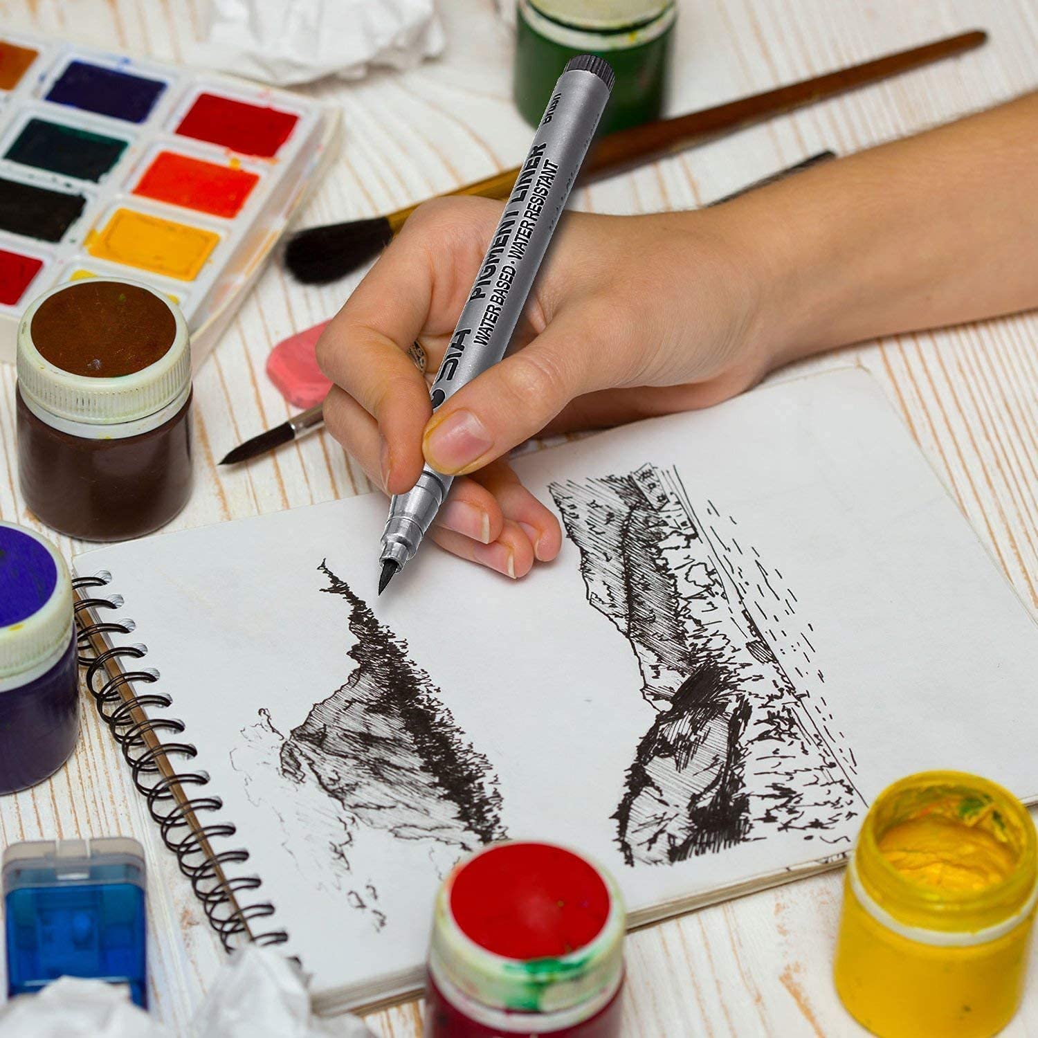 MUJINHUA Drawing Pens, Black Fineliner Pens, Micro Pens, Multiliner ...