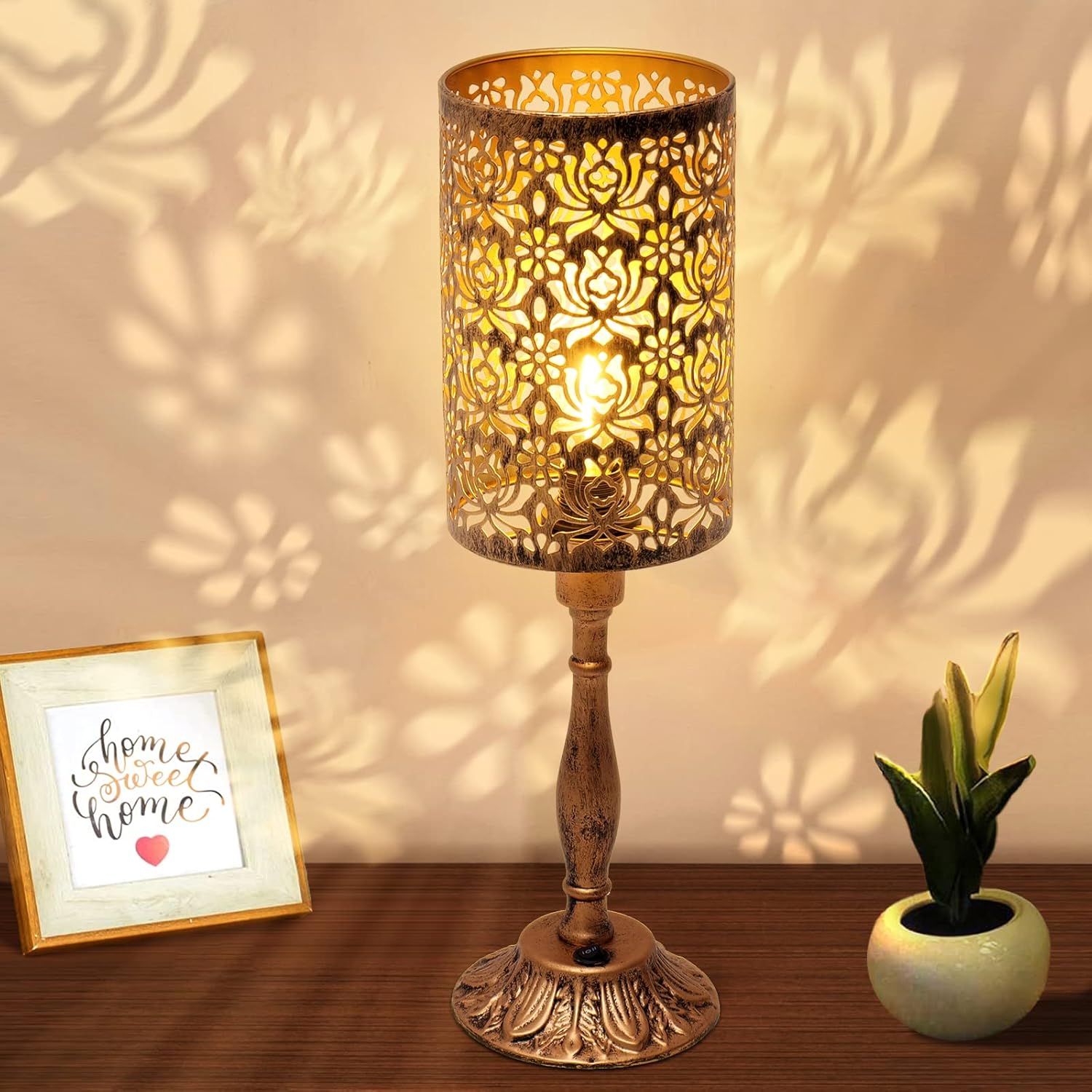 PHYLEKO Bedside Lamps, Table Lamp for Bedroom with Battery Operated ...