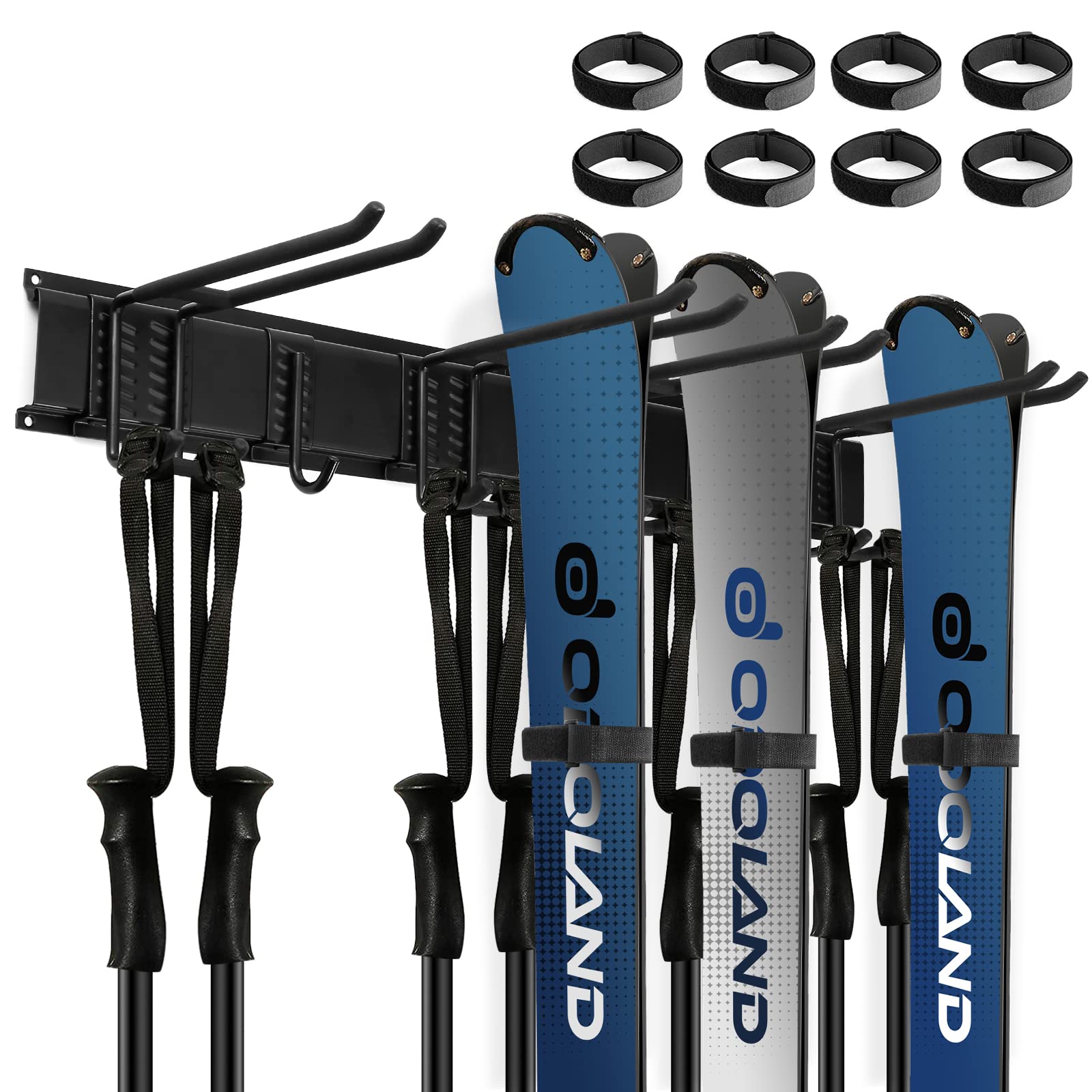 Odoland Ski Storage Racks, 4 Pairs of Ski Snowboard Wall Mount Hanger ...