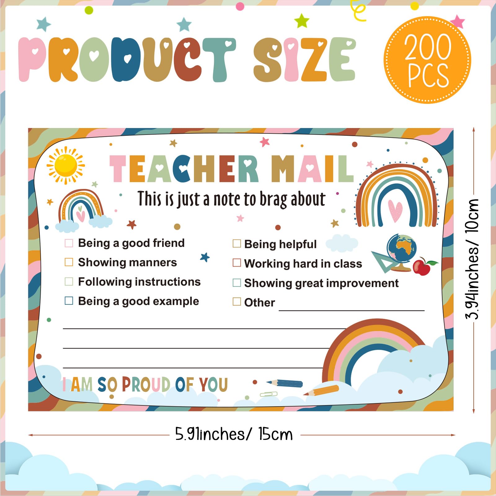 Snapklik.com : Pasimy 200 Pcs Teacher Mail Cards For Students Positive ...