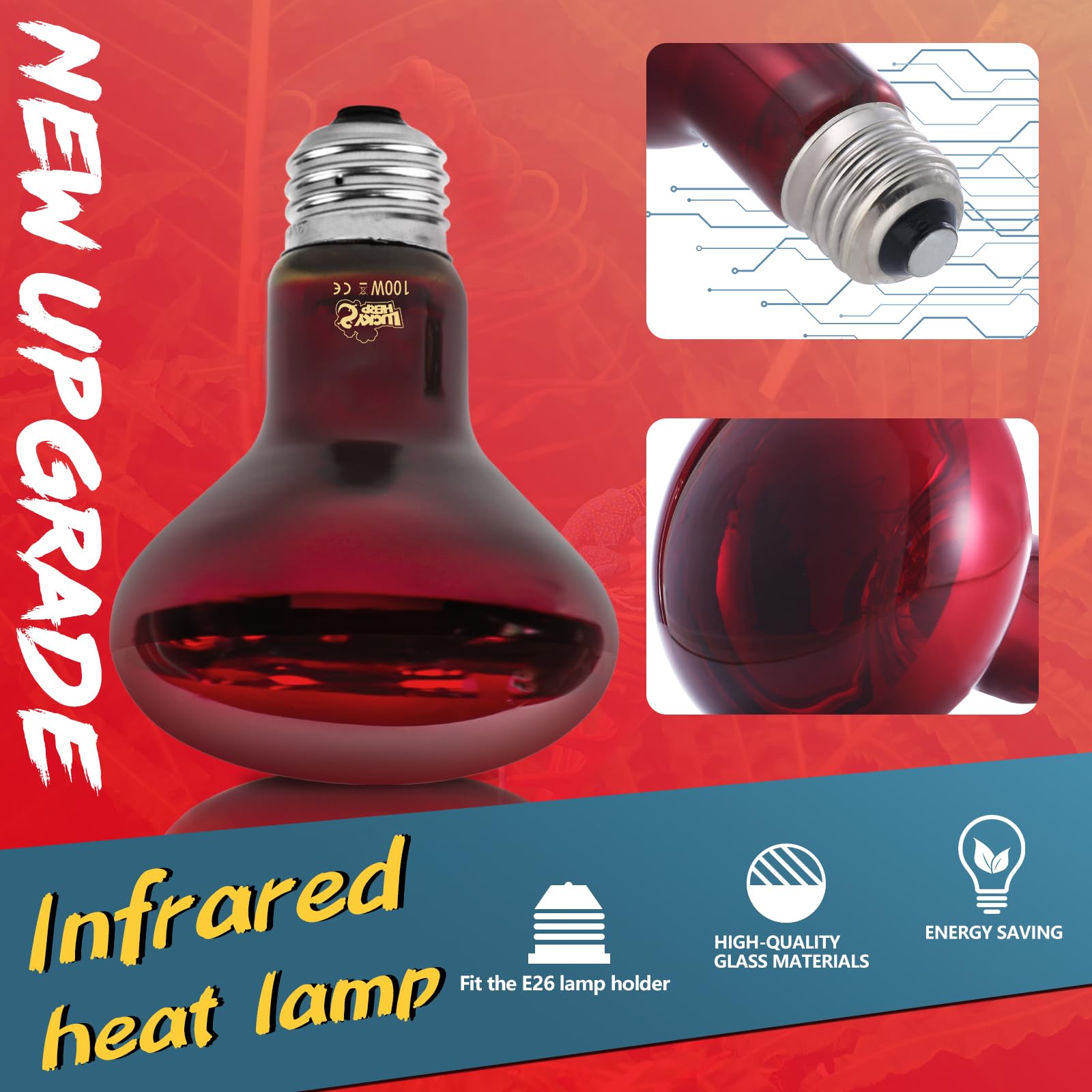 Snapklik.com : LUCKY HERP Infrared Heat Lamp 100W 2 PackReptile ...
