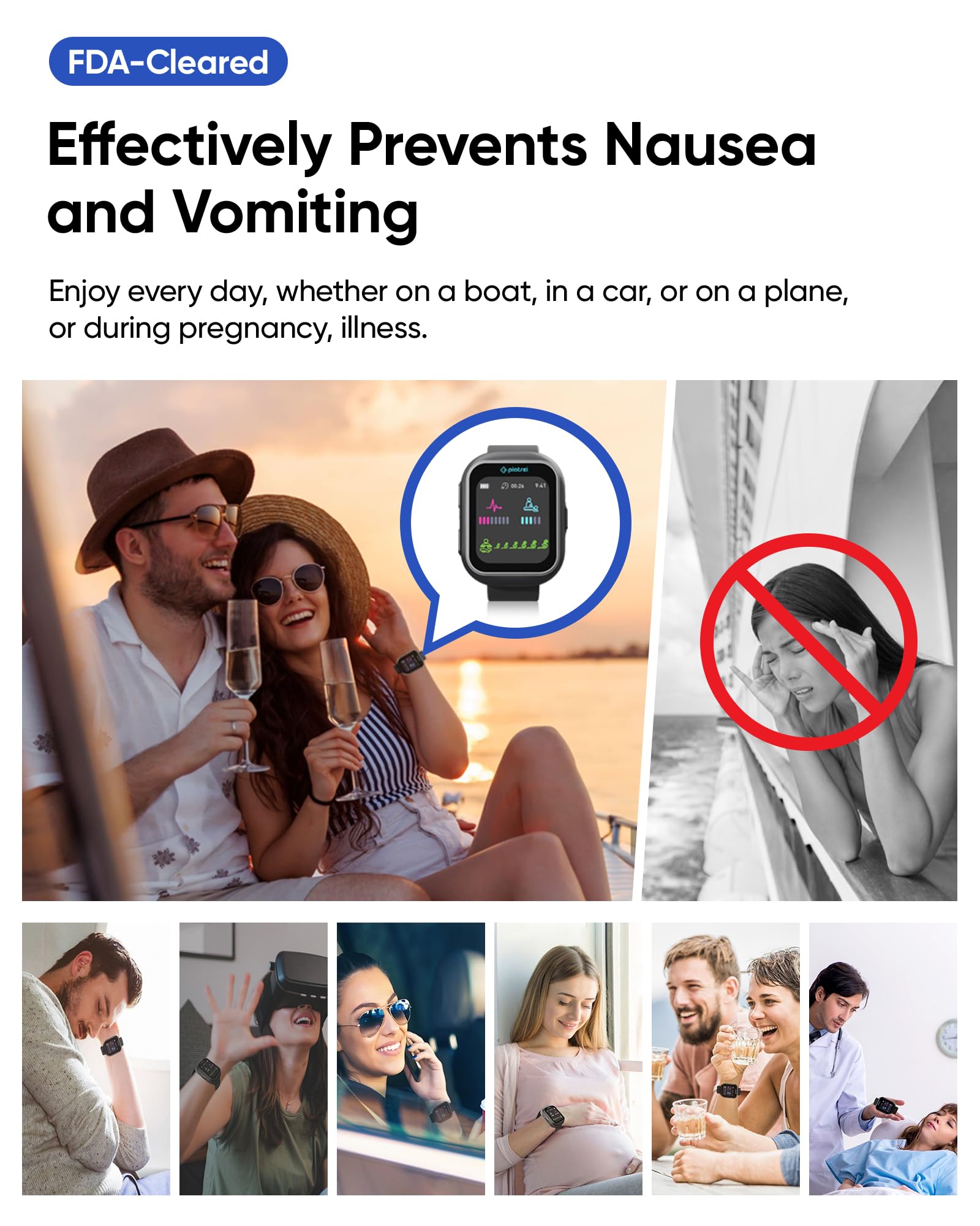 Piatrei Motion Sickness Bands: FDA-Cleared Airbag Anti Nausea Wristband ...
