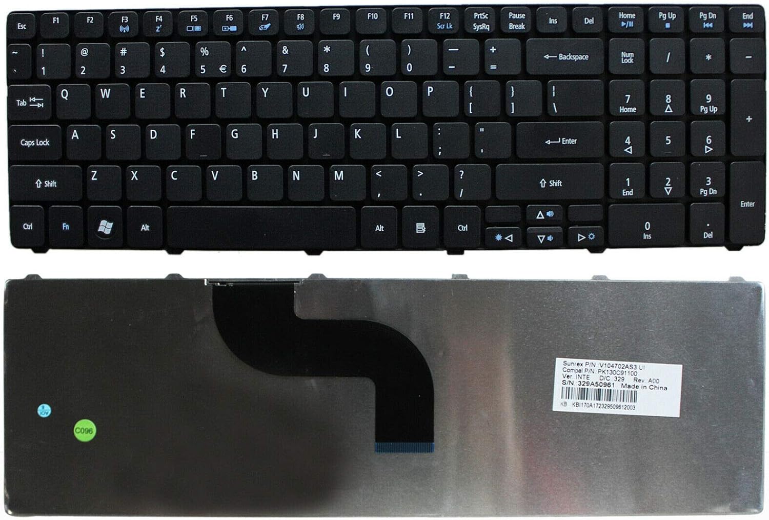 Amazon.com: GinTai Laptop US Layout Keyboard Black Replacement for Acer ...