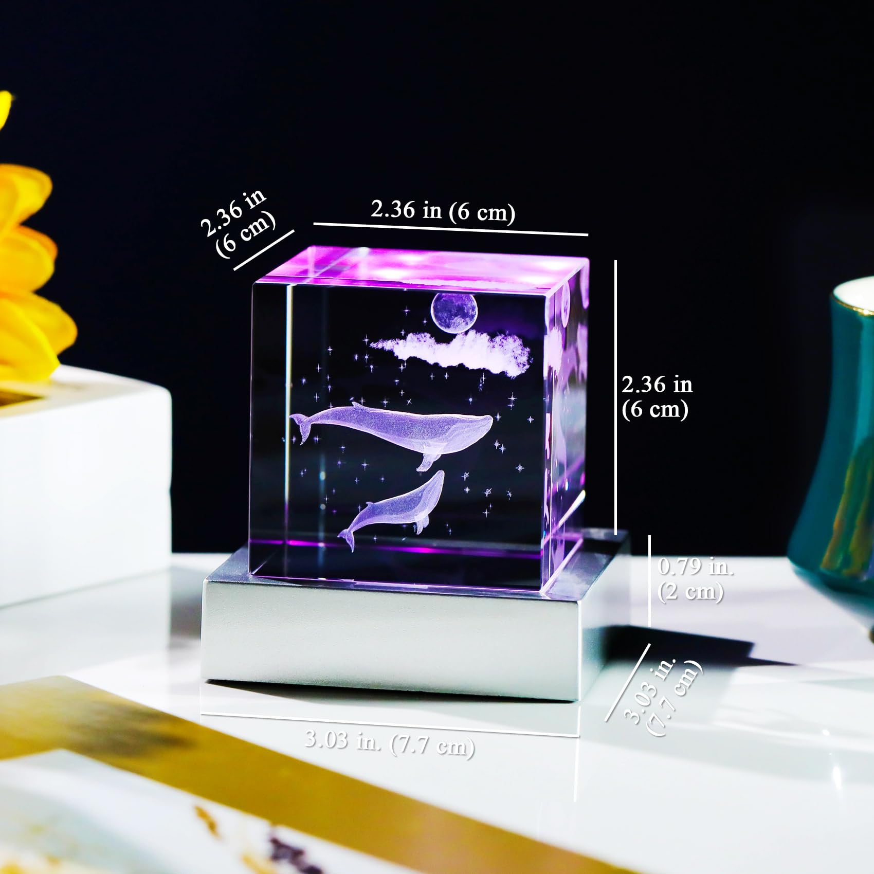 Snapklik.com : YWHL 3D Crystal Whale Gifts For Women Men, Laser ...